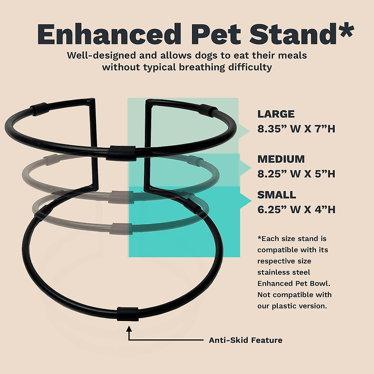 Enhanced Pet Bowl Stand - New Anti-Skid Feature - Dog and Cat Bowl Stand Exclusively for Use with The Corresponing Size Enhanced Pet Bowl (Medium)