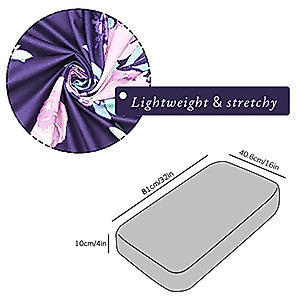 Baby Changing Pad Cover and Bassinet Sheet Girl,Diaper Changing Mat Cover Newborn Sheet Purlple Flower