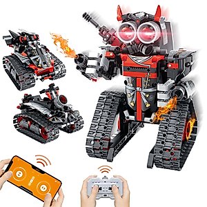 VINTOP Remote Control Robot Building Kit for Boys 6-12, 3-in-1 STEM Remote & APP Controlled Coding Gear Robot/Tank/RC Car, 419 Pcs Science Learning Educational Building Blocks Toy Set Gift for Kids