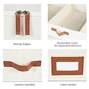 FLYBOX 55L Large Under Bed Storage Box 2-pack, Clothes Underbed Organizer Containers with Durable Fabric, Collapsible Closet Under the bed Storage Bags, 33" L x 16.5" W x 6" H, Beige