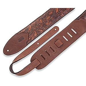 Levy's Leathers Sundance 3" wide Embossed Leather Guitar Strap; Western Series - Geramium Whiskey (M4WP-006)