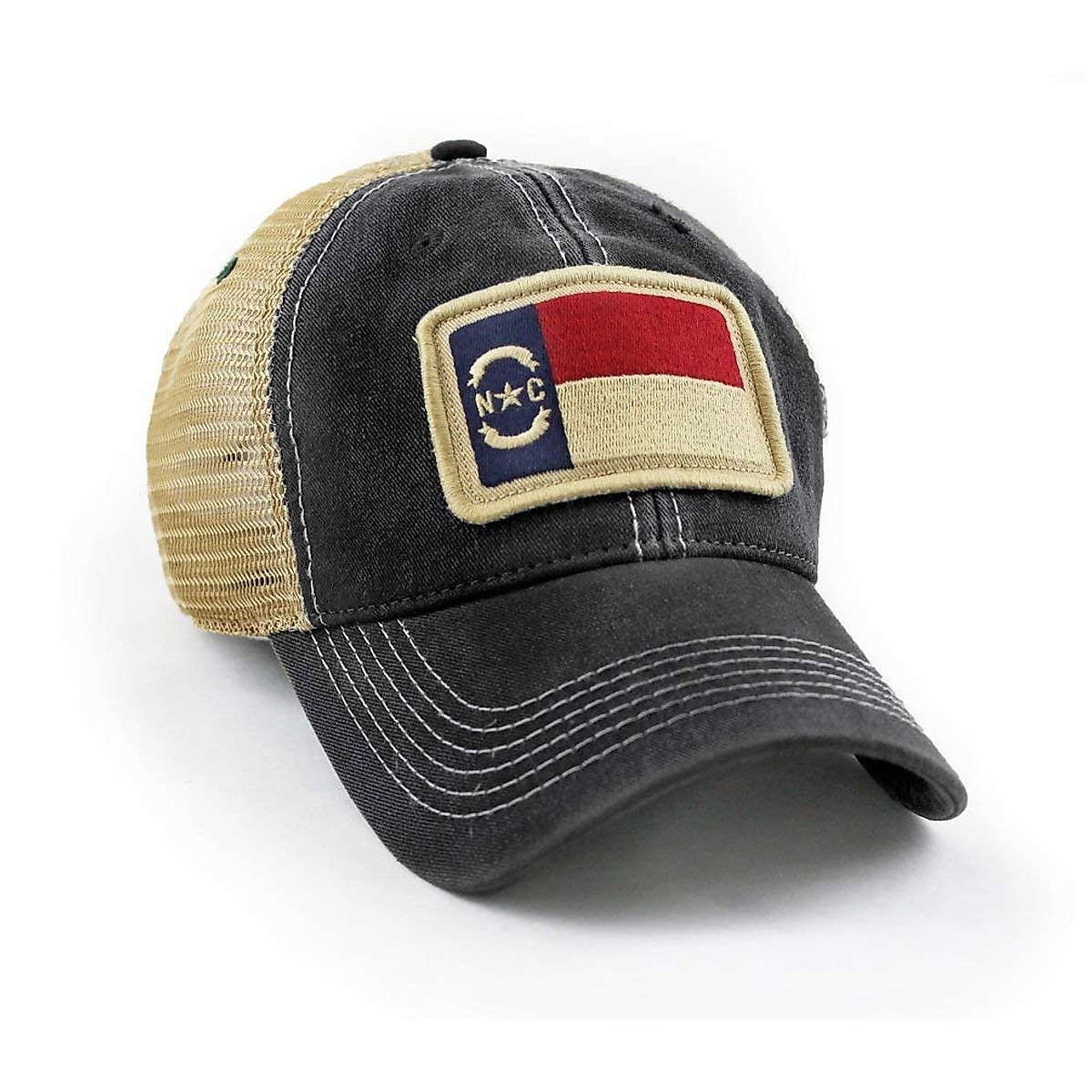 North Carolina Flag Patch Trucker Hat, Black