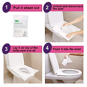 Super More Disposable Toilet Seat Covers 100 pack XL Can flush, used for Adults for Kids potty training, is used in Public toilet, Airplane, train, Camping, essentials for travel.