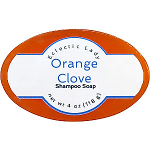 Eclectic Lady Orange Clove Shampoo Soap Bar with Pure Argan Oil, Silk Protein, Honey Protein and Extracts of Calendula Flower, Aloe, Carrageenan, Sunflower - 4 oz Bar