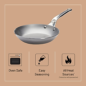 De Buyer MINERAL B Pro Carbon Steel Fry Pan - 8” - Ideal for Searing, Sauteing & Reheating - Naturally Nonstick - Made in France