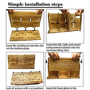 ST-BEST-P Utensil Holder Rustic Wood White Large Farmhouse Spatula Organizer for Kitchen counter Farmhouse,Countertop,Cooking Tools Storage (White)