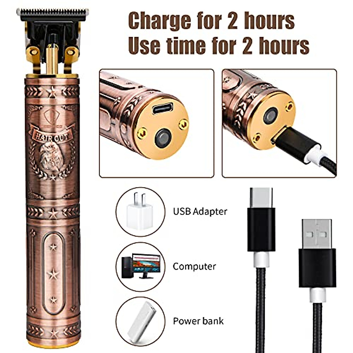 Ceenwes Zero Balde Hair Trimmer Pro T Outline Clippers T Blade Trimmer Cordless Zero Gapped Trimmer Professional Hair Clippers for Men