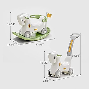 CHORBEYCH Knight Rocker Horse Balance Bike Ride Toy for Toddler 1-3 Years Kids Boys Girls Birthday Gifts Outdoor Farm Riding Animal Rocker Push(Green)