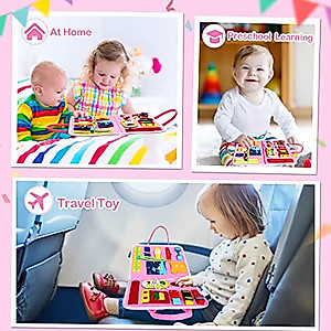ZMLM Montessori Busy Board Toy: Toddler Sensory Toy Christmas Birthday Gifts for 1 2 3 4 Years Old Girl Boy Preschool Buckle Zipper Activity Board Kids Educational Travel Toy Learning Fine Motor Skill