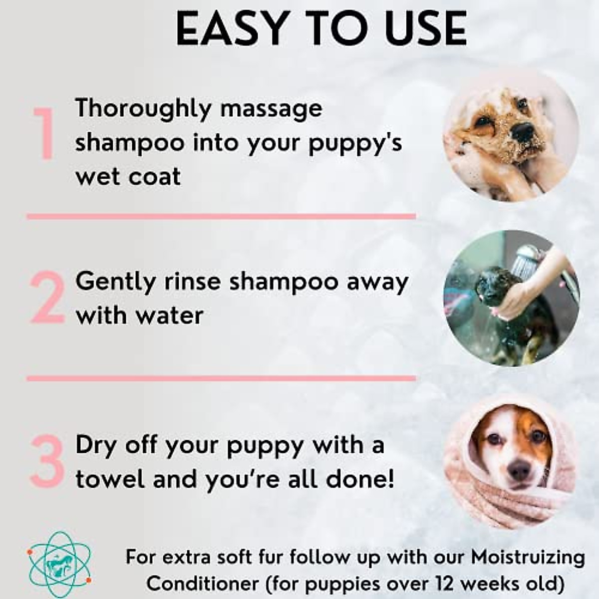 PET CARE Sciences 16 fl oz Tearless Puppy Shampoo and Conditioner - Anti Itch Dog Shampoo Sensitive Skin - Coconut Oil Oatmeal Pet Shampoo for Puppies