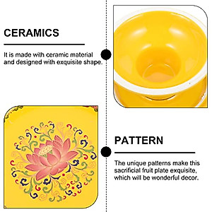 Buddhist Plate Offering Bowls Tray: Fruit Tray Food Dessert Snack Blessing Fruit Tray Ceramics Bowl for Altar Use Rituals Incense Smudging Decoration