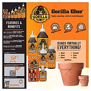Gorilla Original Gorilla Glue, Waterproof Polyurethane Glue, 36 Ounce Bottle, Brown, (Pack of 1)