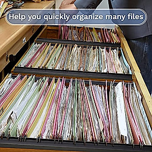 Chinco 2 Pieces PVC Drawer Hanging File Rails Black File Cabinet Rails for Hanging Files 1/2 Drawer Sides Letter Size File Storage Hanging File Organizer (16 Inch)