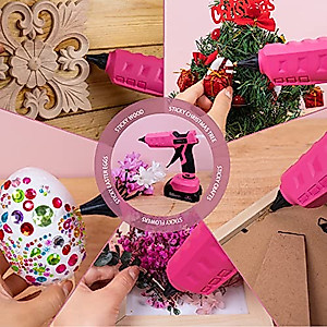 Hot Glue Gun, 20V Pink Cordless Glue Gun with 30 PCS Full Size Glue Sticks, 2Ah Rechargeable Battery Glue Gun Kit for DIY, Arts & Craft, Decorations, Gift for Women