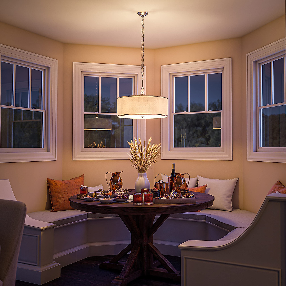 Kenroy Home Casual 3 Light Pendant ,20 Inch Height, 22 Inch Diameter with Brushed Steel Finish