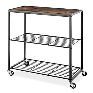 Whitmor Modern Industrial Rolling Storage Shelves, Brown