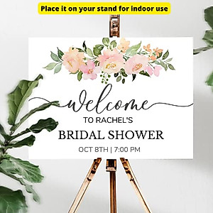 Custom Bridal Shower Sign with Stand, Personalized Bridal Shower Welcome Yard Sign for Indoor and Outdoor Use, 24" W x 18"H (Bridal Shower Design A)