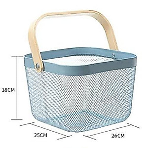UXZDX Storage Basket Snack Iron Art Small Basket Storage Basket Desktop Debris Iron Frame Blue Household Super Storage Basket (Color : Pink)