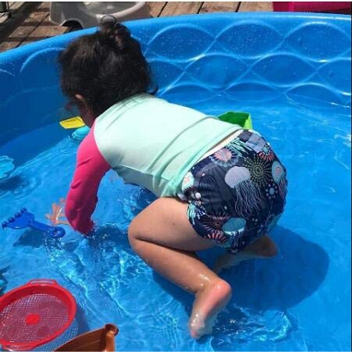 Babygoal Baby Girl Swim Diapers, Reusable Adjustable Washable Swim Underwear Fits 0-8M Baby Gifts and Swimming Lessons 2 Pack Small