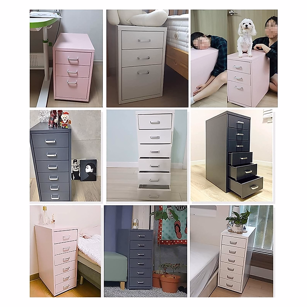 TUBBEK File Cabinet Metal File Cabinet Cabinet with Wheels, 3/5 /6/8 Drawers, Vertical Filing Cabinet for Home/Office, (Color : Pink, Size : 6)