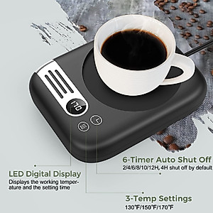 Mug Warmer, Coffee Mug Warmer with 3 Temperature Settings, Coffee Warmer for Desk with Auto Shut Off, Coffee Cup Warmer with Digital Display, Smart Cup Warmer for Coffee/Milk/Tea/Beverage/Chocolate