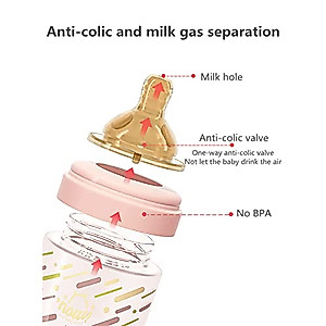 Nouri Glass Baby Bottle with Silicone Sleeve, Glass Bottles for Babies, BPA-Free - 0+ Months,3 oz,Pink,(2 Count)