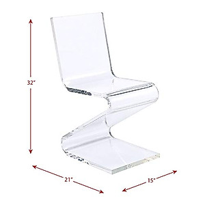 BOWERY HILL Modern Acrylic Z-Base Accent Home Kitchen Dining Living Room Chair in Clear