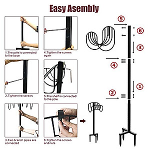 Artigarden Freestanding Garden Hose Holder Hanger, Heavy Duty Metal Water Hose Storage Stand Rack
