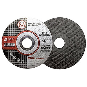Benchmark Abrasives 4-1/2" Type 1 Aluminum Cutting Wheel 0.040" Thick 7/8"Arbor, Metal Cutting Grinding Wheel, Angle Grinding Cutting Wheel Max. RPM 13300-25 Pack