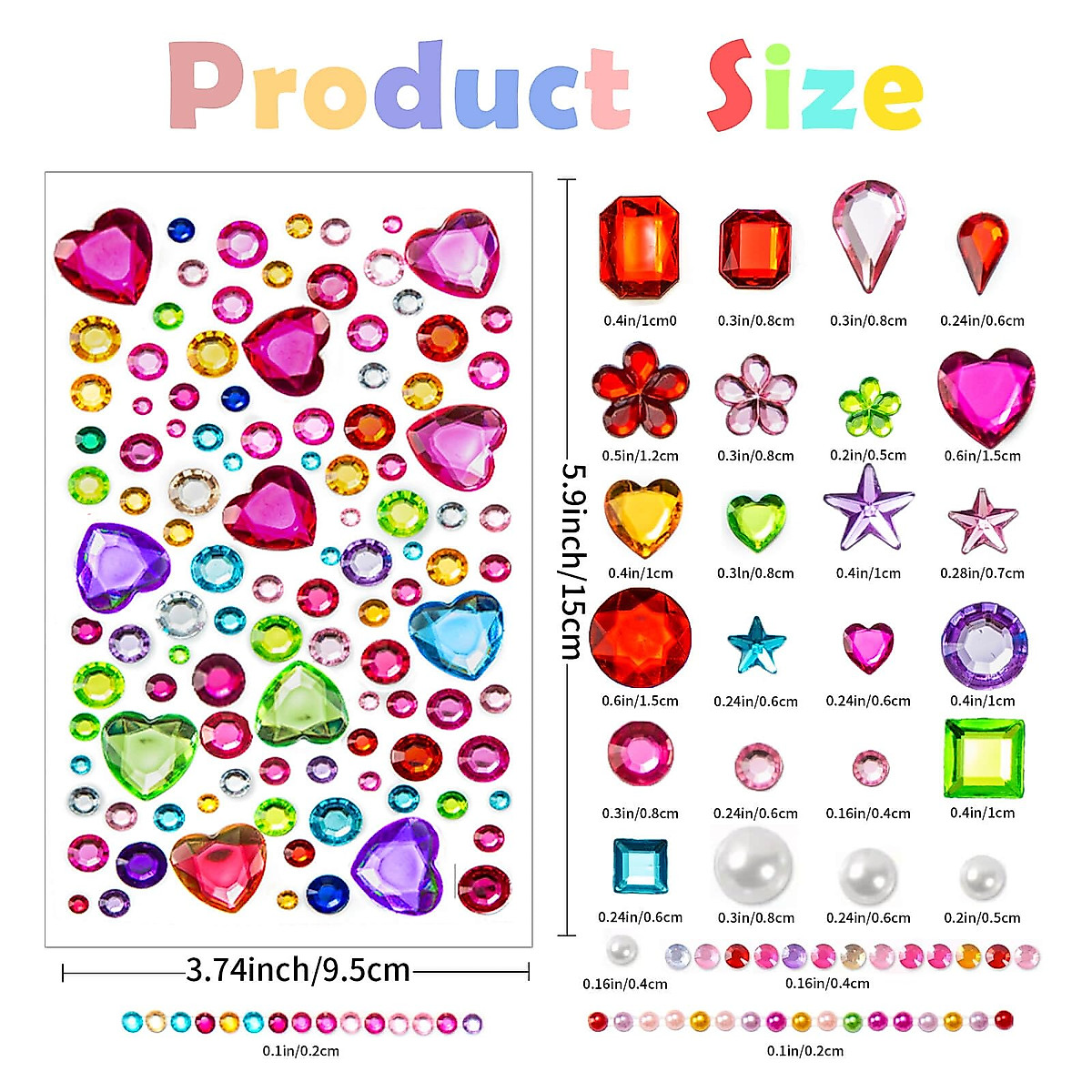 2774PCS Gem Stickers, Self Adhesive Gems for Crafts, Acrylic Bling Heart Stickers, Jewel Stickers Crafts self Adhesive, Assorted Shapes Jewels Rhinestones Stickers, Craft Supplies for Kids