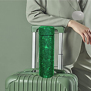 MYHOBBY Bling Rhinestone Women Stainless Steel Thermos Cup,500ML Portable Travel Water Cup For Car Home and Outdoor,Green