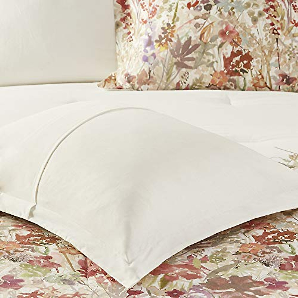 Madison Park 100% Cotton Comforter Set - Feminine Design Colorful Floral Print, All Season Down Alternative Bedding Layer and Matching Shams, King (104 in x 92 in), Mariana, Multi 7 Piece