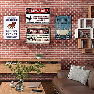 Chicken Sign Funny Warning Property Protected by Chickens Tin Sign 11.8x7.9 Inches Chicken Coop Decor Sign For Home Farmhouse Garden Wall Decoration Idea Gifts For Friends