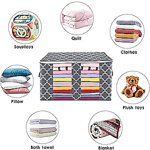 Large Capacity Clothes Storage Bag 100L/3Pack，Storage Bags for Clothes Blanket Storage Bags with Reinforced Handles for Comforters, Blankets,Sturdy Zippers, Clear Window,Grey