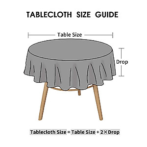 Hiasan Black Round Tablecloth 90 Inch - Waterproof Stain Resistant Spillproof Polyester Fabric Table Cloth for Dining Room Kitchen Party