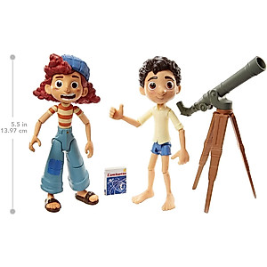 Mattel Disney and Pixar Luca Stargazers Pack with 2 Action Figures & Accessories, Set Includes Luca Paguro & Giulia 5-inch Collectibles