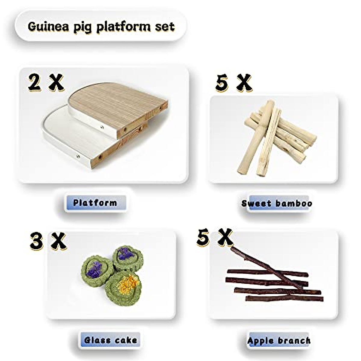 kathson Wooden Hamster Stand Platform Guinea Pig Climbing Exercise Toy Chinchilla Activity Playground Cage Accessories with Metal Edging for Bird Parrot Mouse Gerbil and Dwarf(6.5x5.7x0.87 inches)