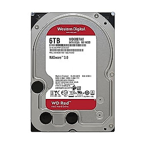 Western Digital 6TB WD Red NAS Internal Hard Drive HDD - 5400 RPM, SATA 6 Gb/s, SMR, 256MB Cache, 3.5" - WD60EFAX