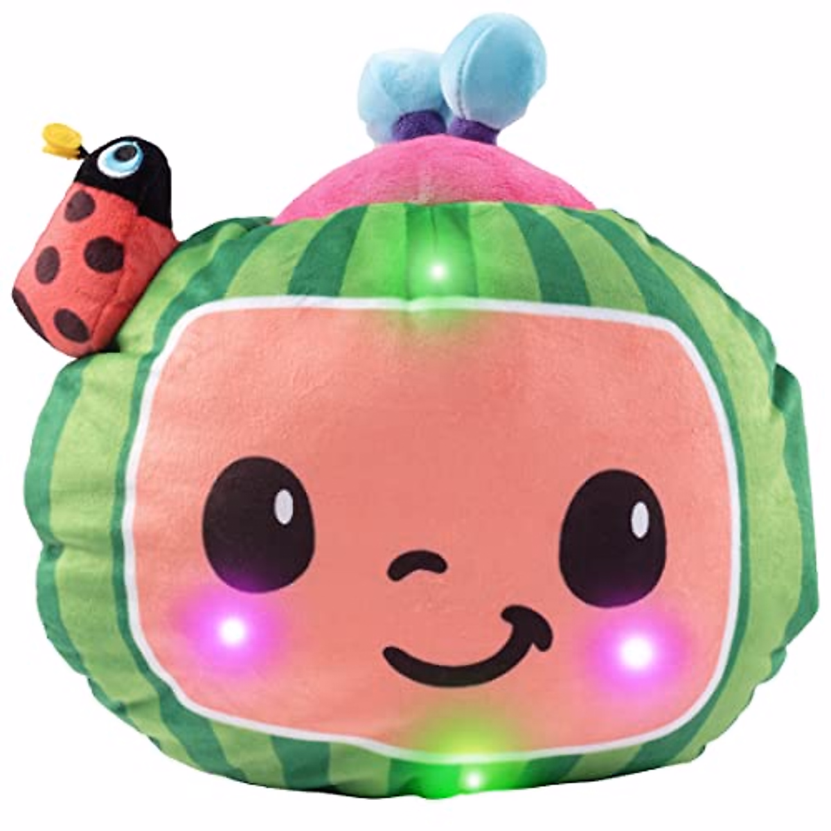CoComelon Melon Plush Pillow with Lights & Music - Bed Time Sleep Musical Glow Toy for Night & Nap Time - Officially Licensed - Stuffed Animal Gift for Kids & Toddlers 18+ Months