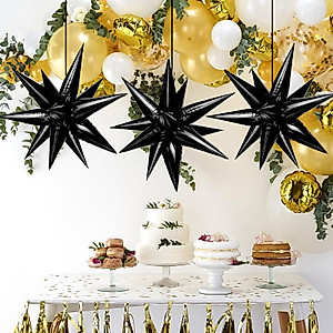 Black Star Balloons, 36 PCS Large 26 Inch Black Explosion Star Foil Balloons, Black Starburst Foil Balloons, Star Balloons for Birthday, Wedding, Graduation Decorations, Photo Booth