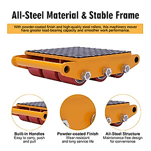 4 Pcs Heavy Duty Machine Dolly Skate Machinery Roller Mover 15t 33000lbs Capacity Cargo Trolley 9 rollen Skates Industrial Machinery Mover Rotating Roller All-steel Construction