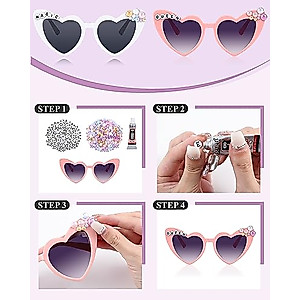 Xuhal 12 Pairs Valentines Day Heart Party Sunglass Bulk Bachelorette Glasses with DIY Letter Bead Pearl for Wedding Party(White, Pink)