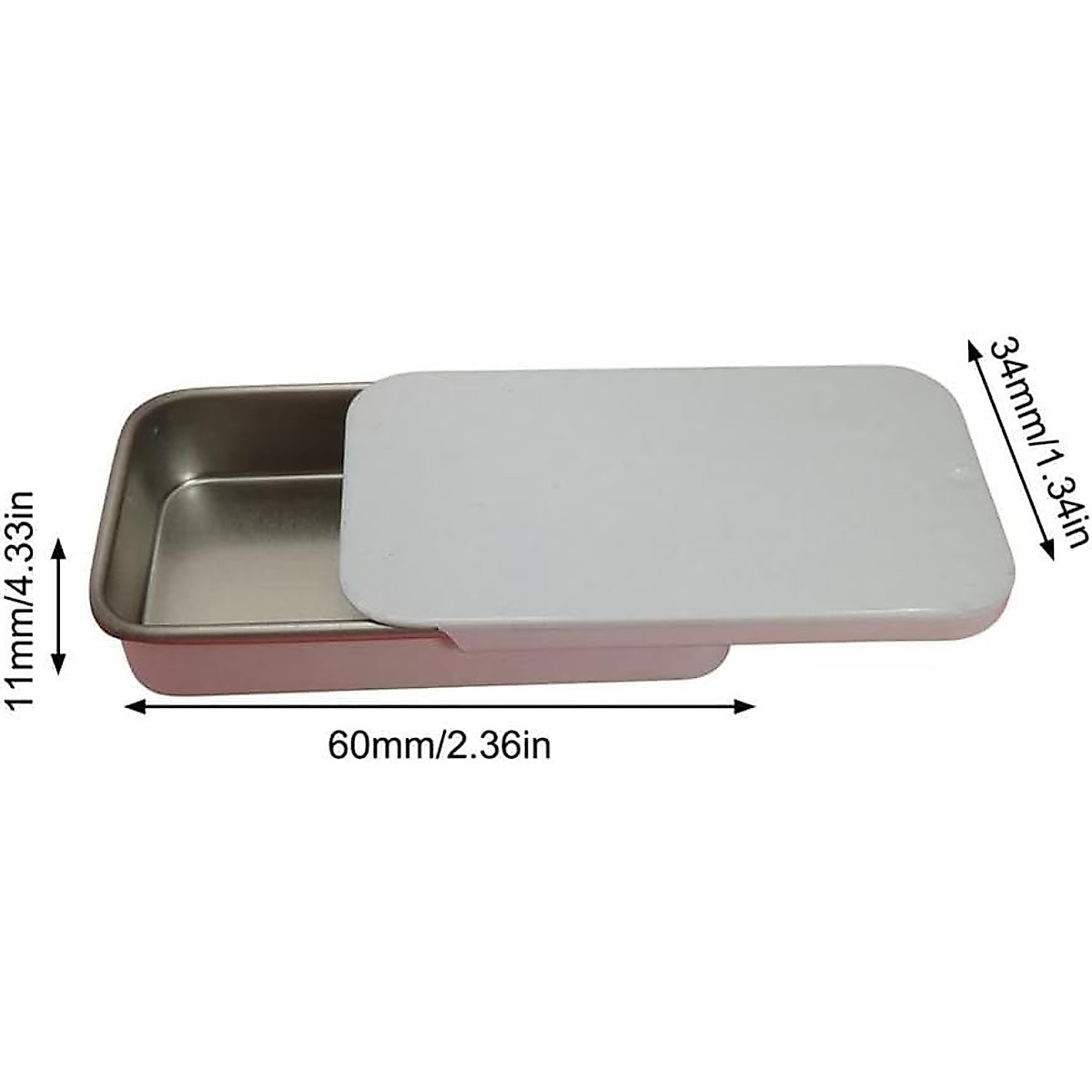 Silver Rectangular Empty Slide Top Metal Tin Containers for Candies, Jewelry, Crafts, Pills, Lip Balm, Watercolor Jewelry Storage Kit Craft Organization(80x34x10mm)