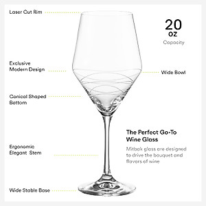 Red Wine Glasses Set Of 4 | Chic Long Stem 20 Ounce Wine Glass Set Made From Crystal Clear Glass | Great Wine Gift For Wedding, Anniversary, Christmas, Birthday | Made In Europe