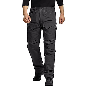 FREE SOLDIER Men's Cargo Pants,Tactical Pants for Men Stretch,Durable Ripstop EDC Work Pants for Hiking (Black 38Wx32L)