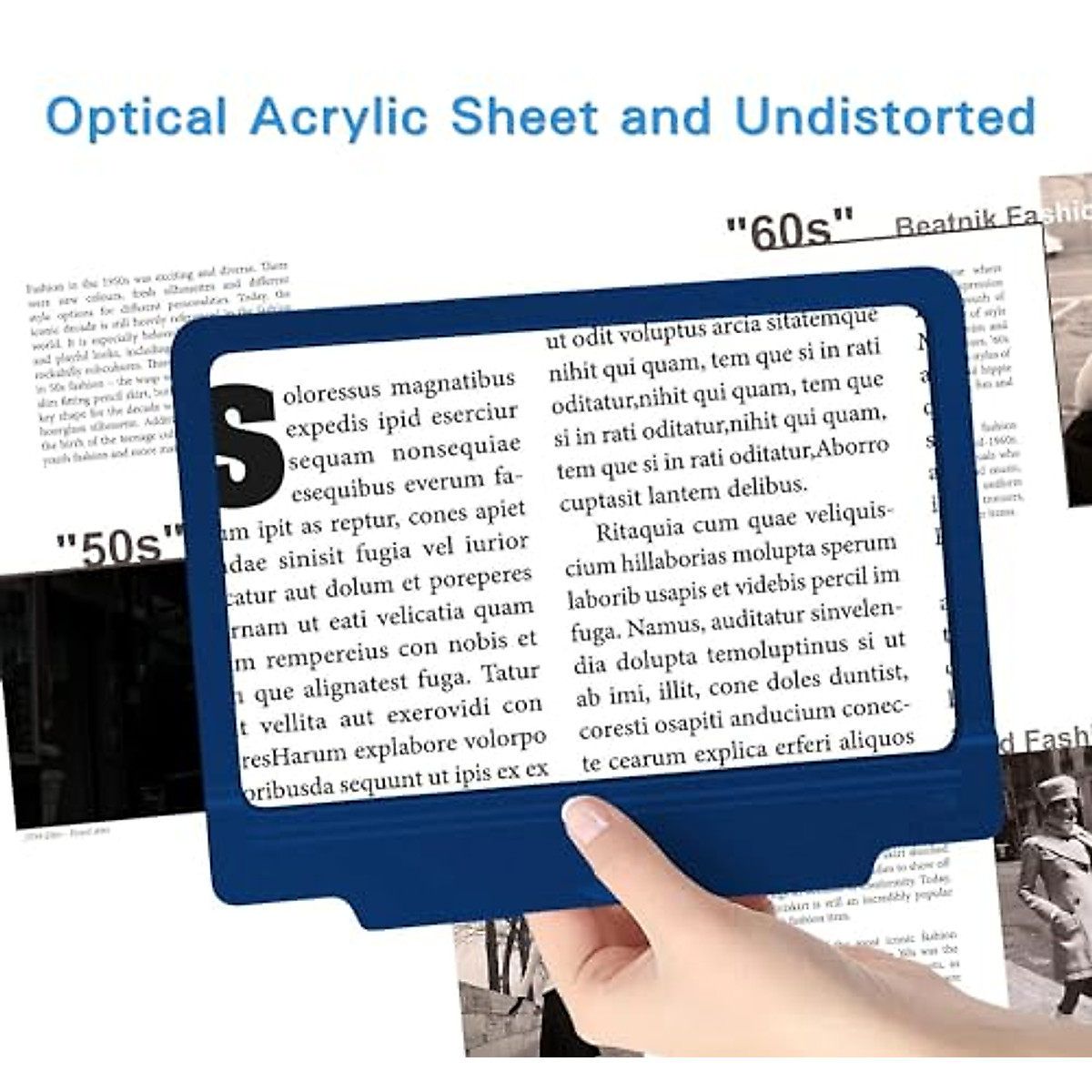 5X Magnifying Glass for Reading, Large and Lightweight Magnifier with 36 Ultra-Bright Dimmer LED Lights Provide Full-Page Viewing Area Evenly Lit Perfect for Low Vision Person and Seniors(Dark Blue)