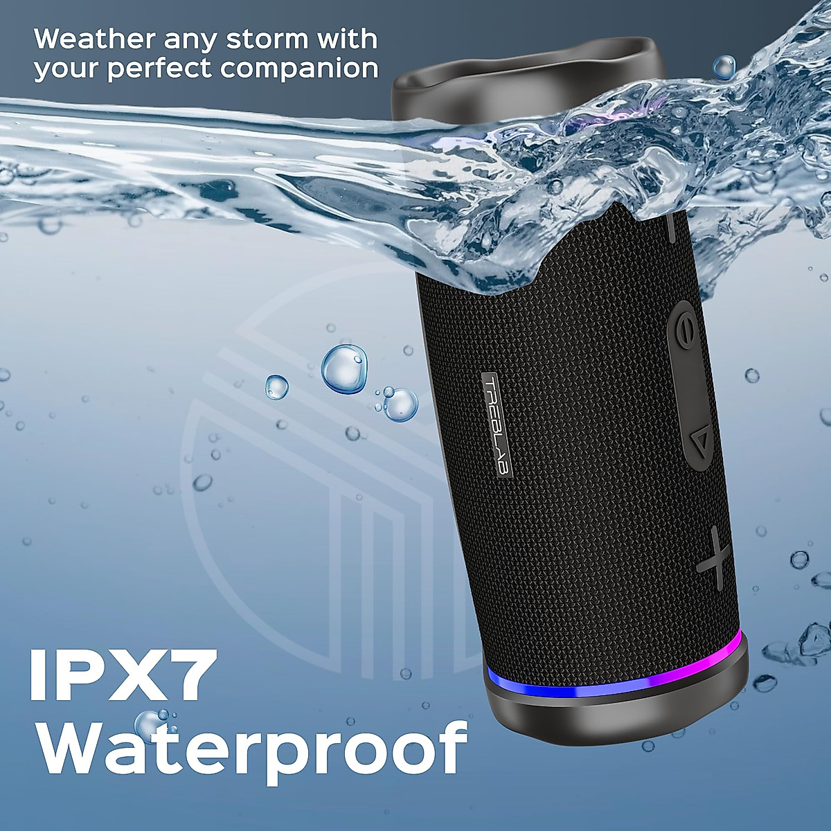 TREBLAB HD77 - Bluetooth Speaker - Loud 360° HD Surround Sound w/Bass, 30W Stereo, IPX6 Waterproof, 20H Battery Portable Speaker w/Bluetooth, Wireless Dual Pairing, Outdoor Blue Tooth Speaker