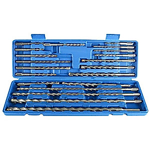 20pcs SDS Plus Rotary Hammer Drill Bits, SDS+ Carbide Tipped Stone Concrete Masonry Hole Tool Set For Ceramic Tile, Brick, Wall 3/16"~13/16" with Storage Case