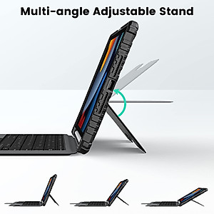 Nillkin iPad 9th Generation (10.2", 2021) Case with Detachable Keyboard, Magic Trackpad, Portrait/Landscape Modes, Rugged Keyboard Case with Camera Cover for iPad 8th/7th Gen, Black
