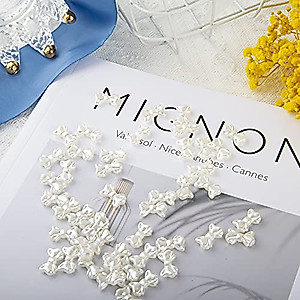 200 PCs ABS Imitation Pearl Beads - 10mm White Butterfly Star Heart Bowknot Beads - Aesthetic Beads for Jewelry Making Bracelets Necklace